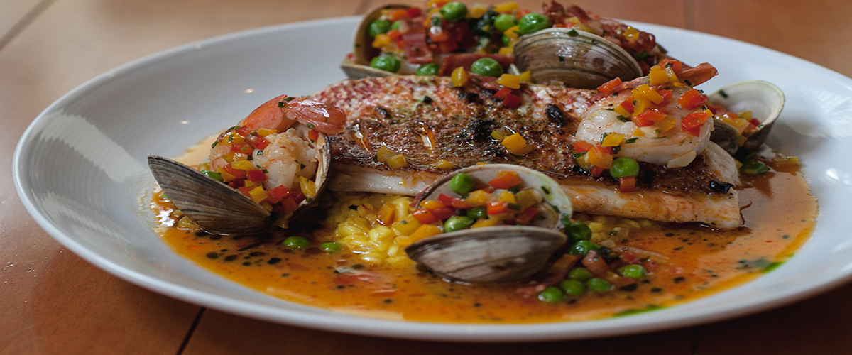 Poached (RED) Snapper with Saffron Risotto - RED